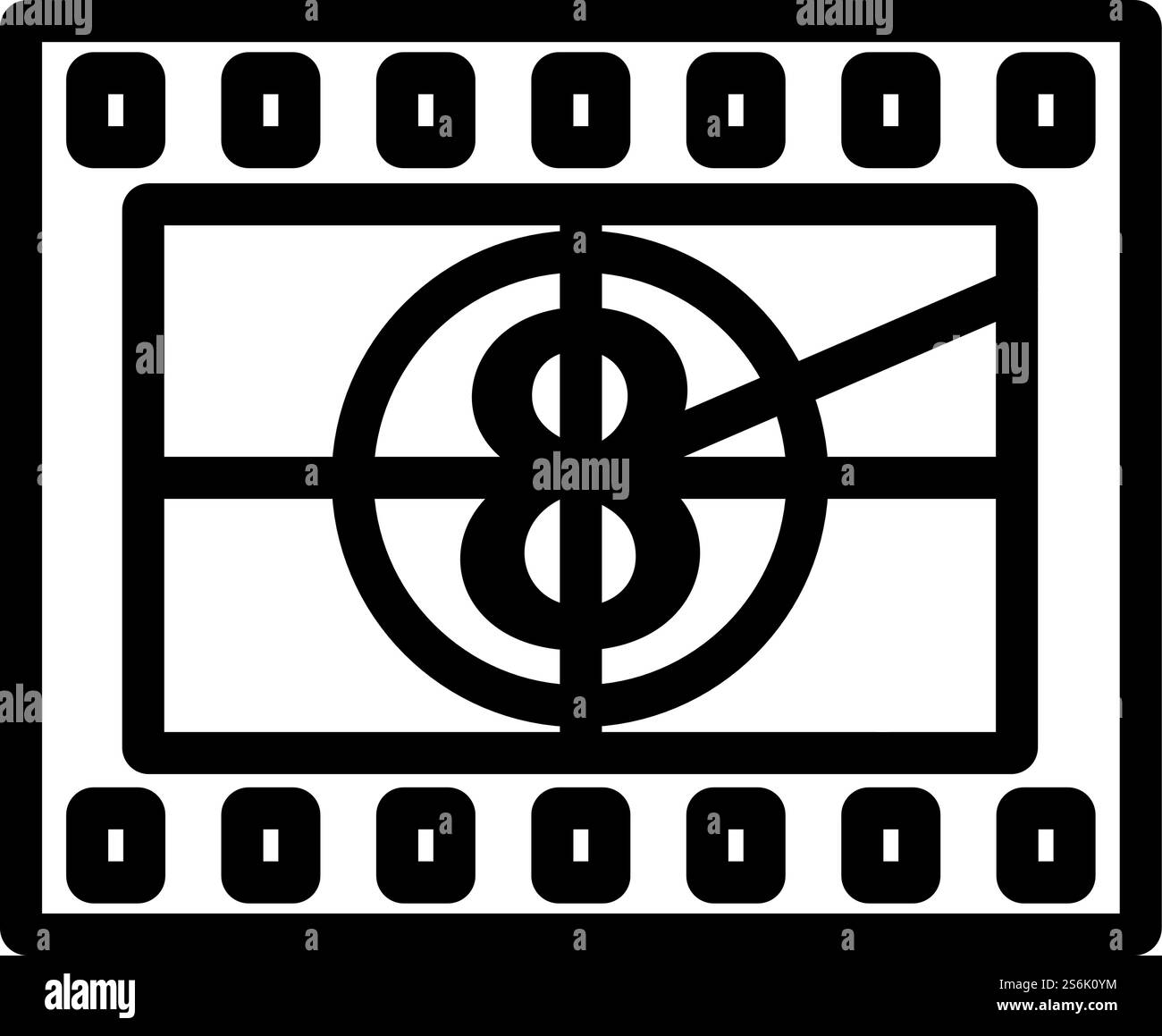 Movie Frame With Countdown Icon. Editable Bold Outline Design. Vector ...