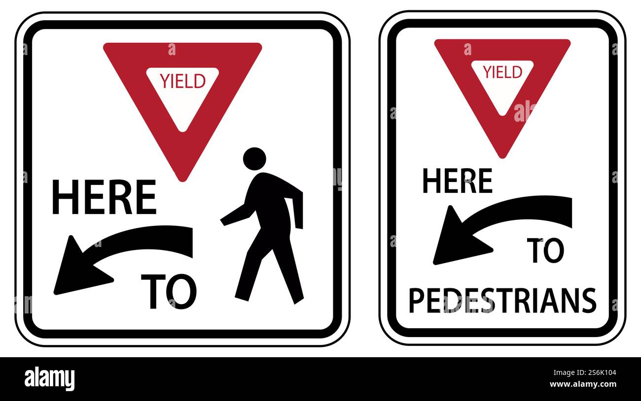 Traffic Road Sign Yield Here To Pedestrians Alternative Warning Stock ...