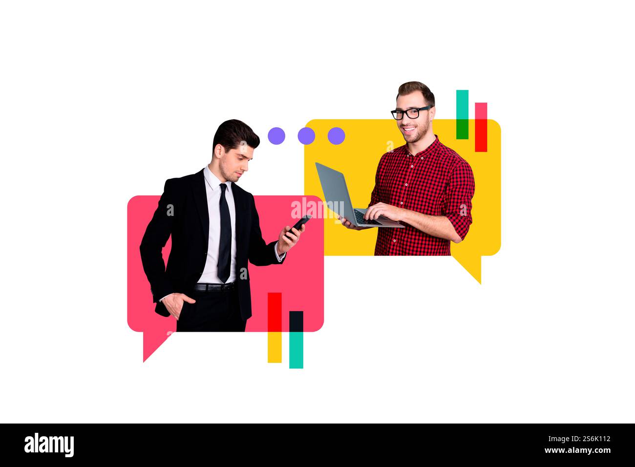 Photo cartoon comics sketch collage of two happy men colleagues hold ...