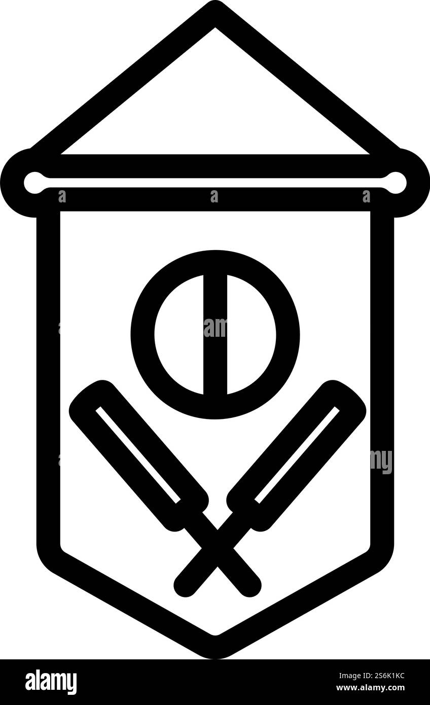 Cricket Shield Emblem Icon. Editable Bold Outline Design. Vector ...