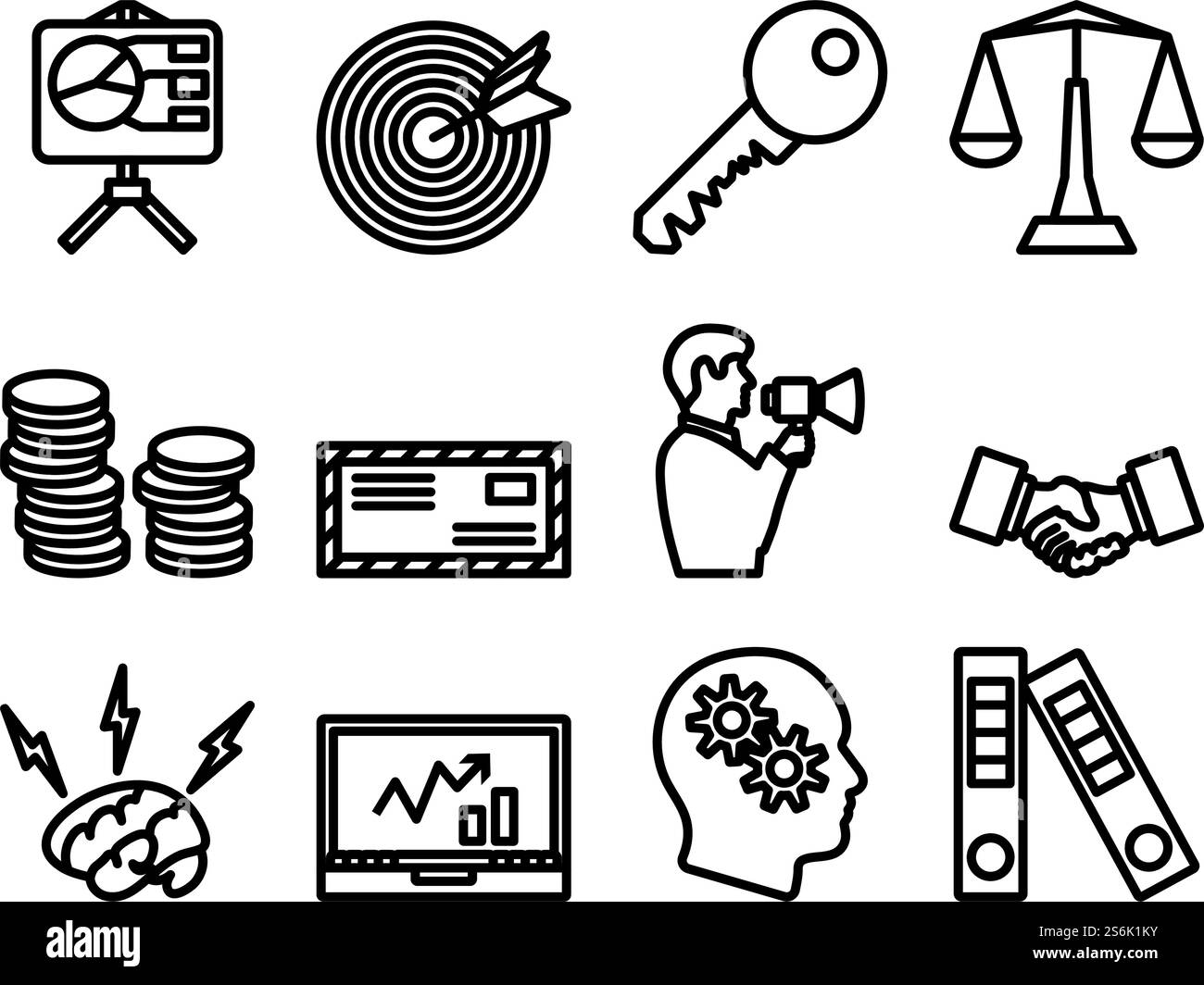 Business Icon Set. Editable Bold Outline Design. Vector Illustration ...