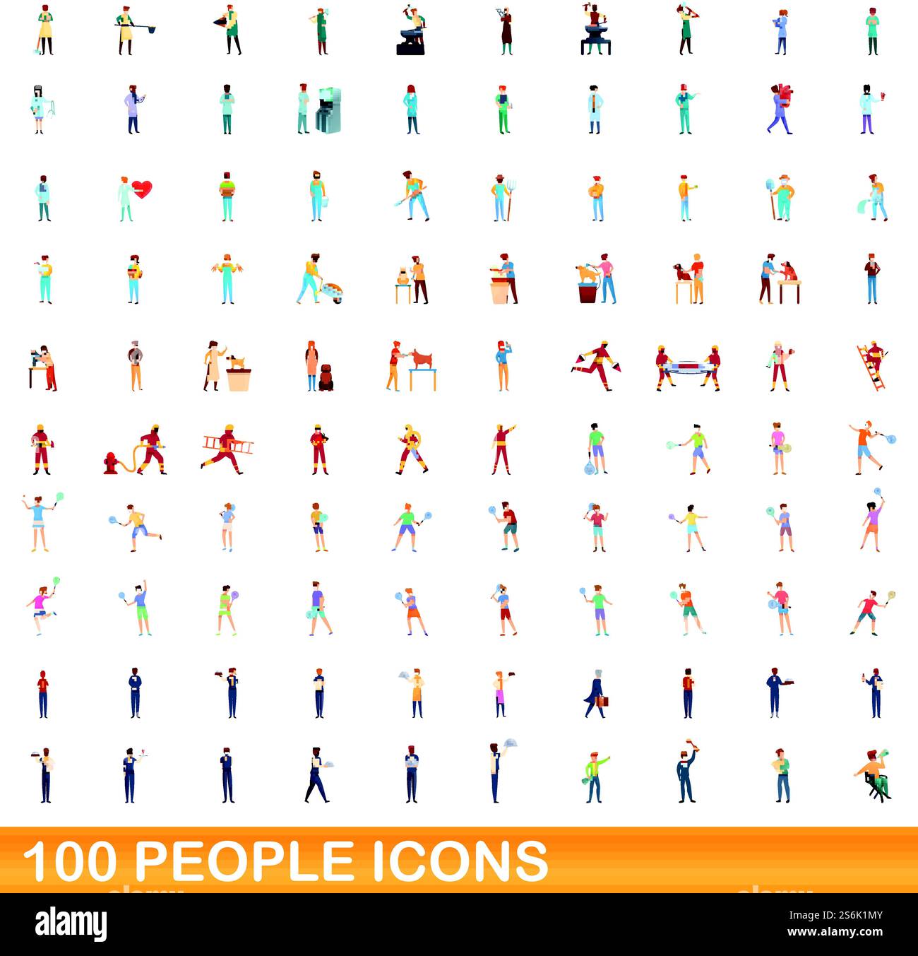 100 people icons set. Cartoon illustration of 100 people icons vector ...