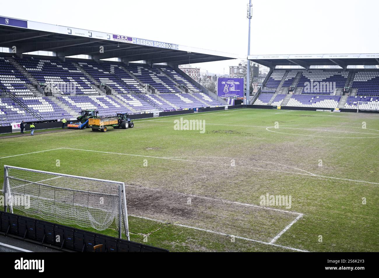 Antwerp, Belgium. 17th Jan, 2025. The pitch of Beerschot VA during ...