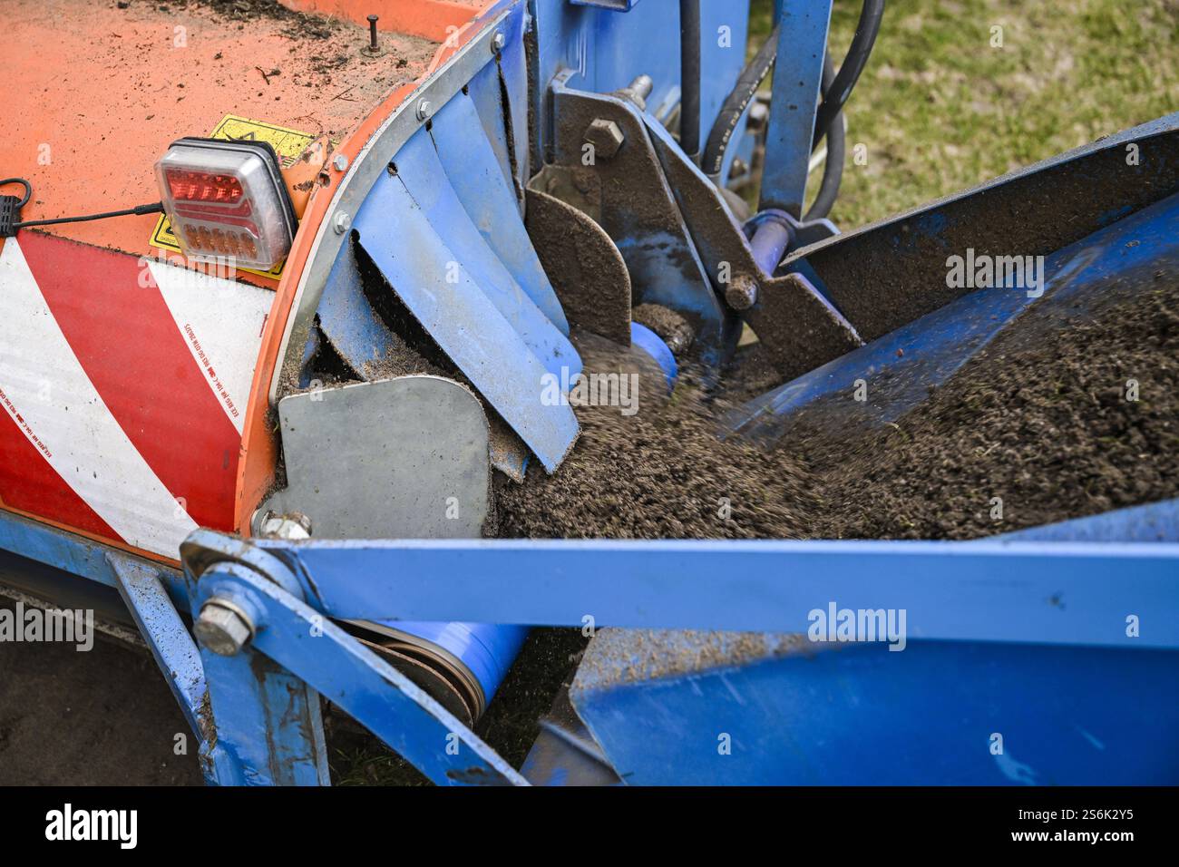 This picture shows works to improve the pitch of Belgian soccer team ...