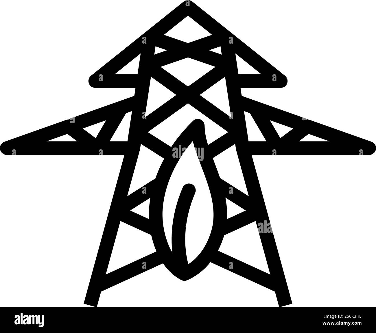 Electric Tower With Leaf Icon. Editable Bold Outline Design. Vector ...