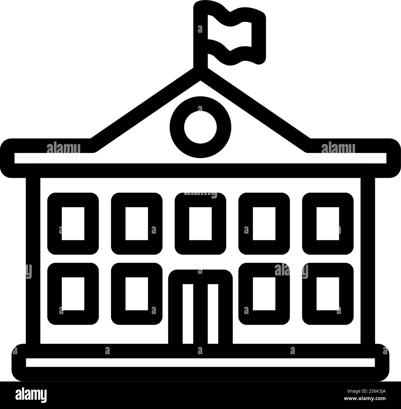 Icon Of School Building. Editable Bold Outline Design. Vector ...