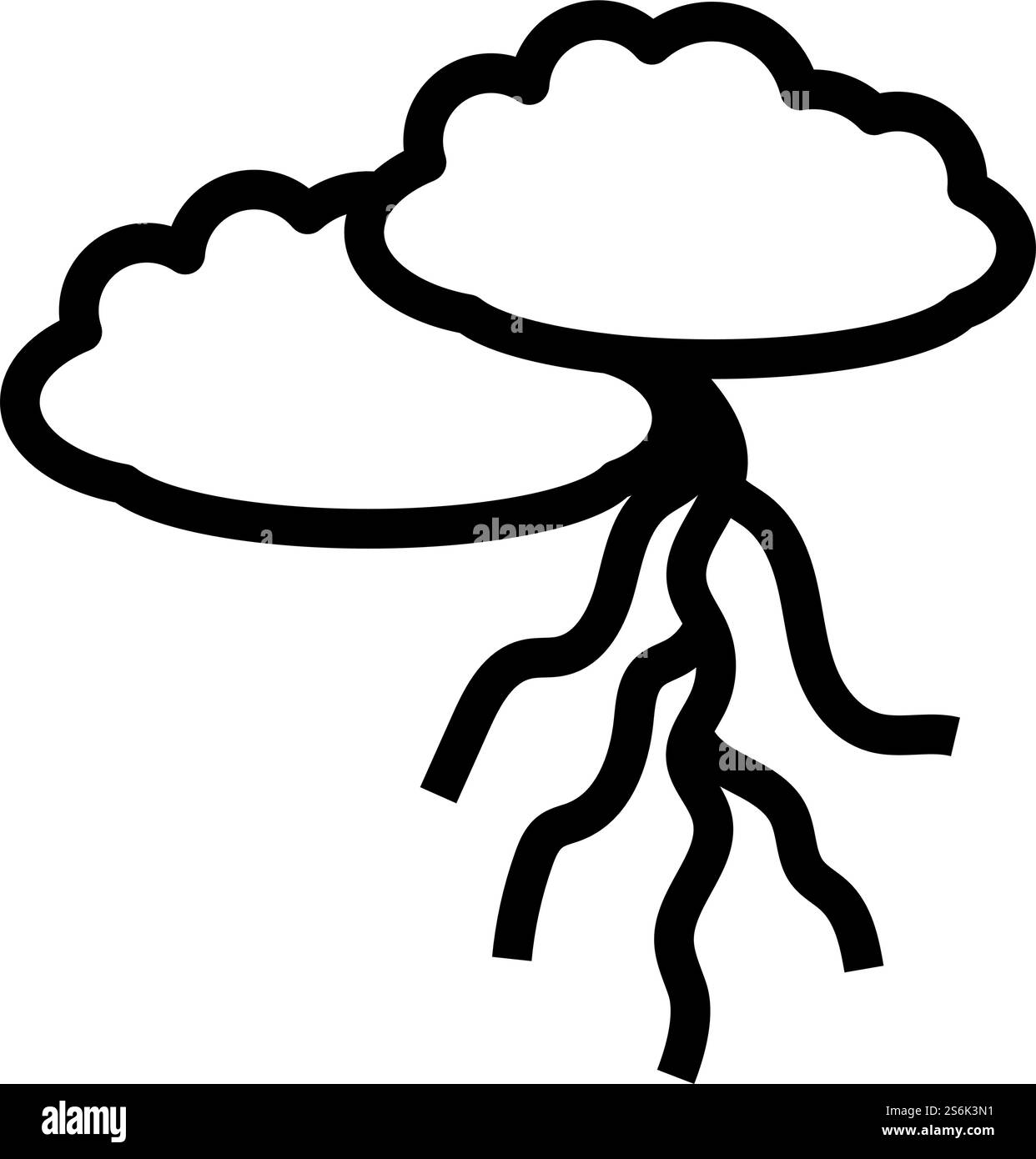 Clouds And Lightning Icon. Bold outline design with editable stroke ...