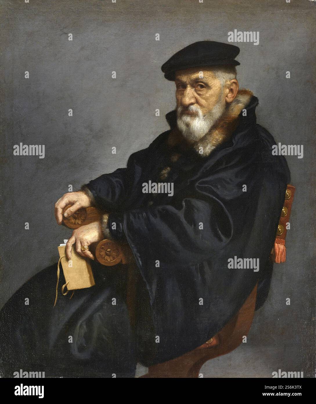 Portrait of a seated Old Man painting by Giovanni Battista Moroni Stock ...