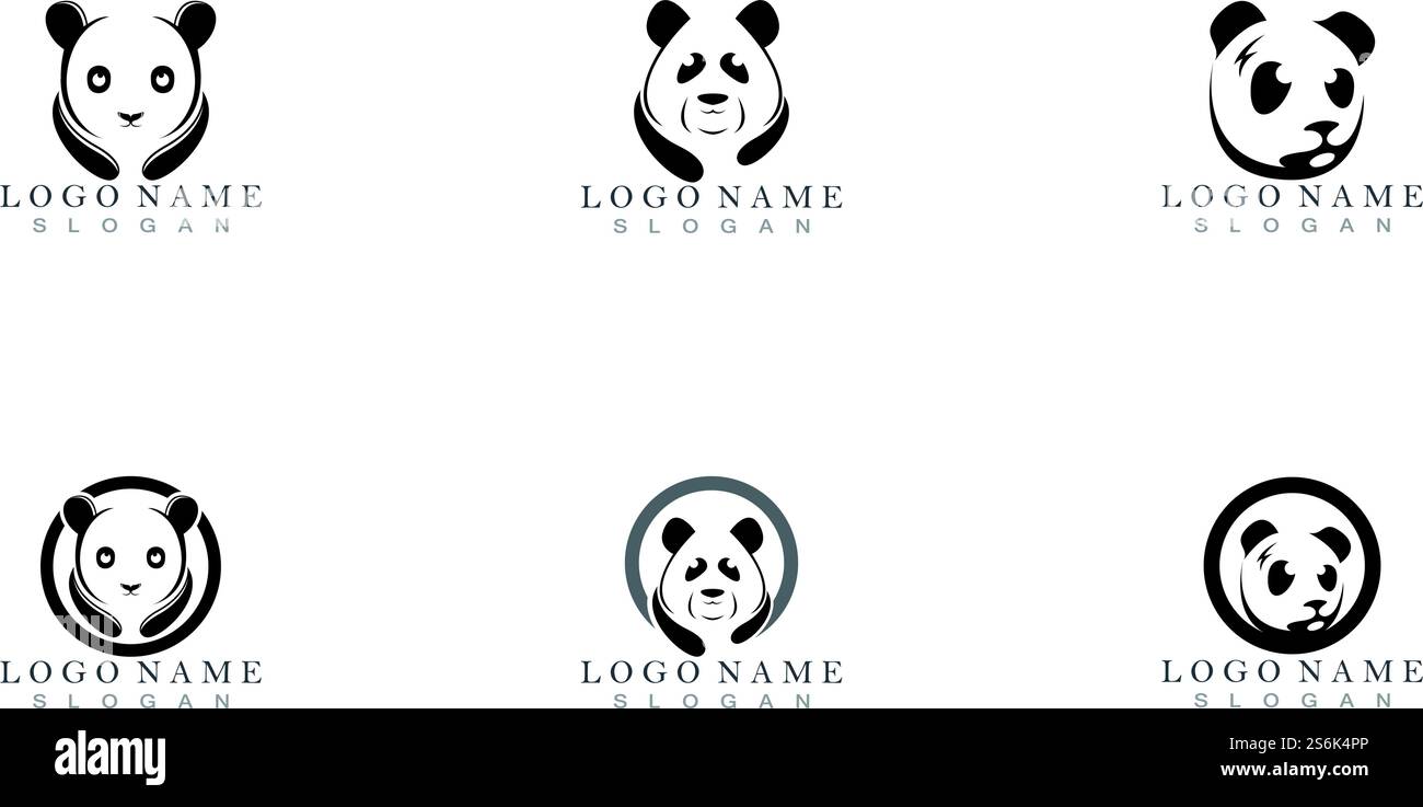 panda logo black and white head Stock Vector Image & Art - Alamy