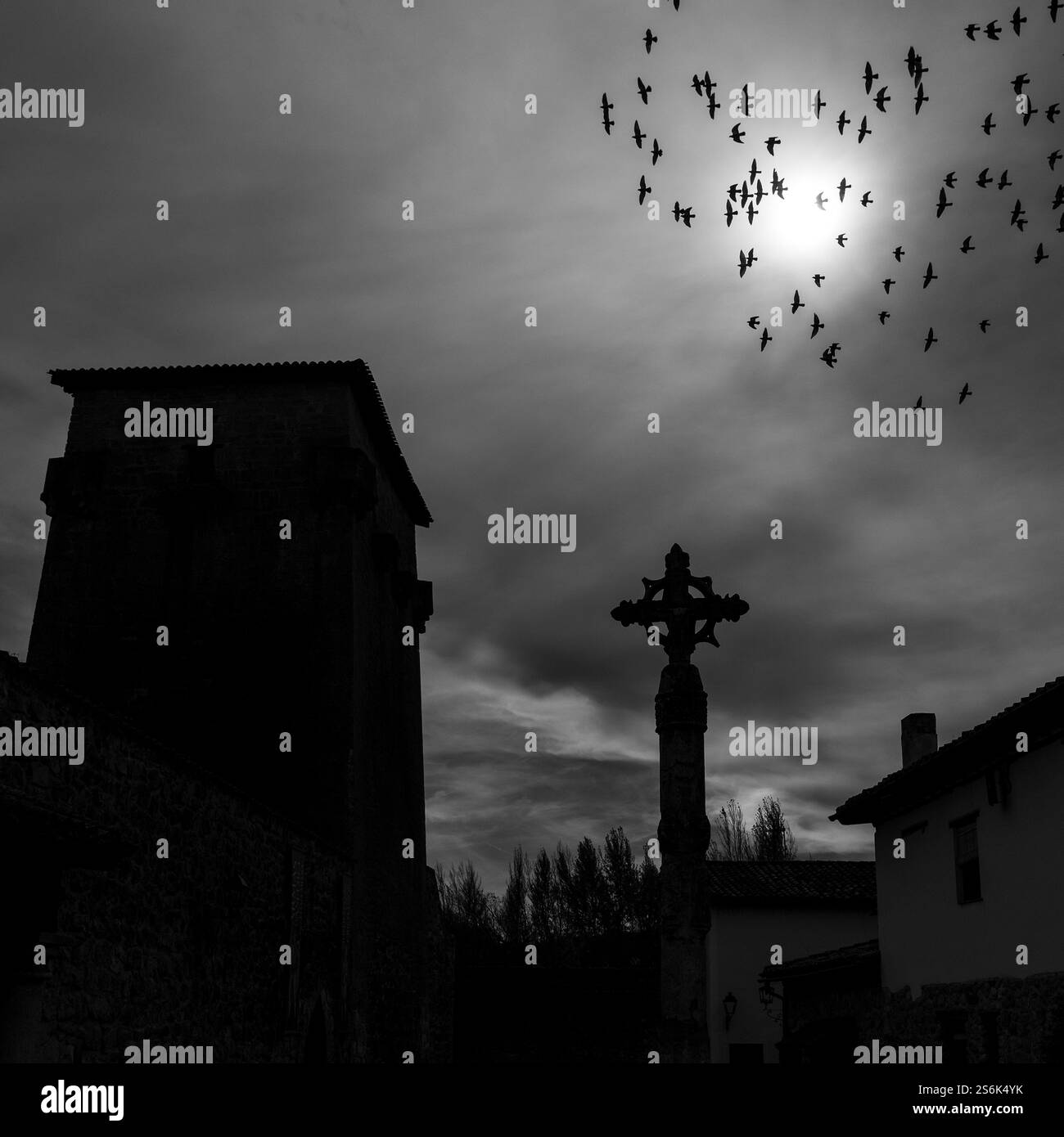 Spain village square people Black and White Stock Photos & Images - Alamy