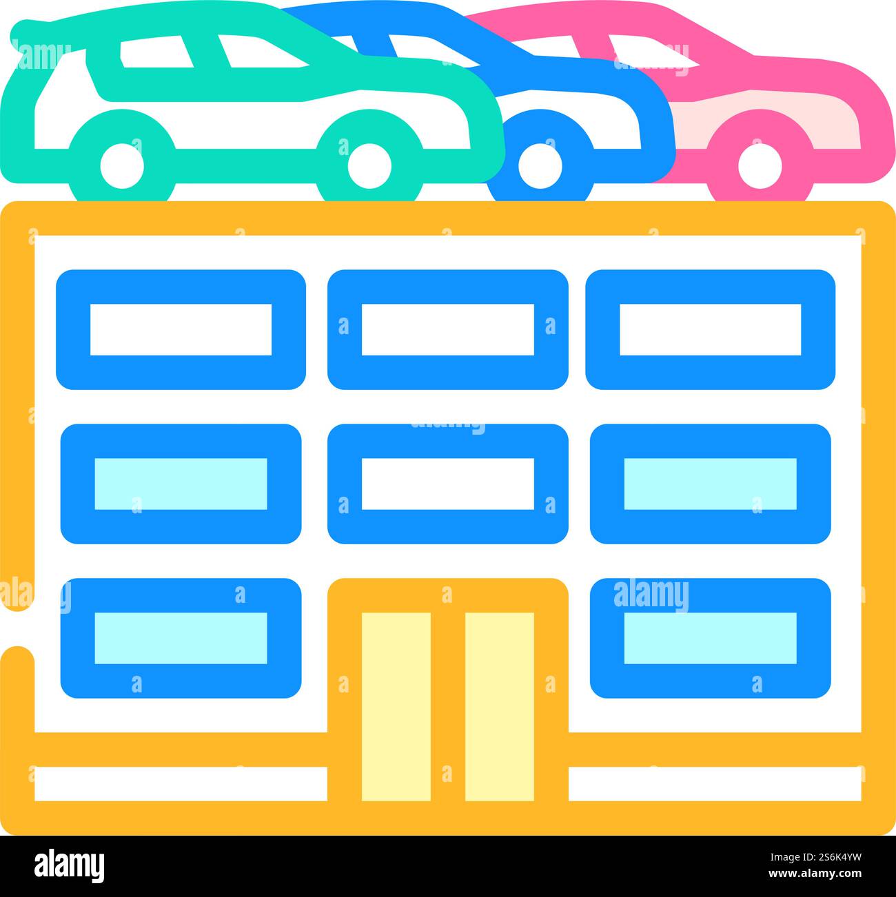 building car parking color icon vector. building car parking sign ...