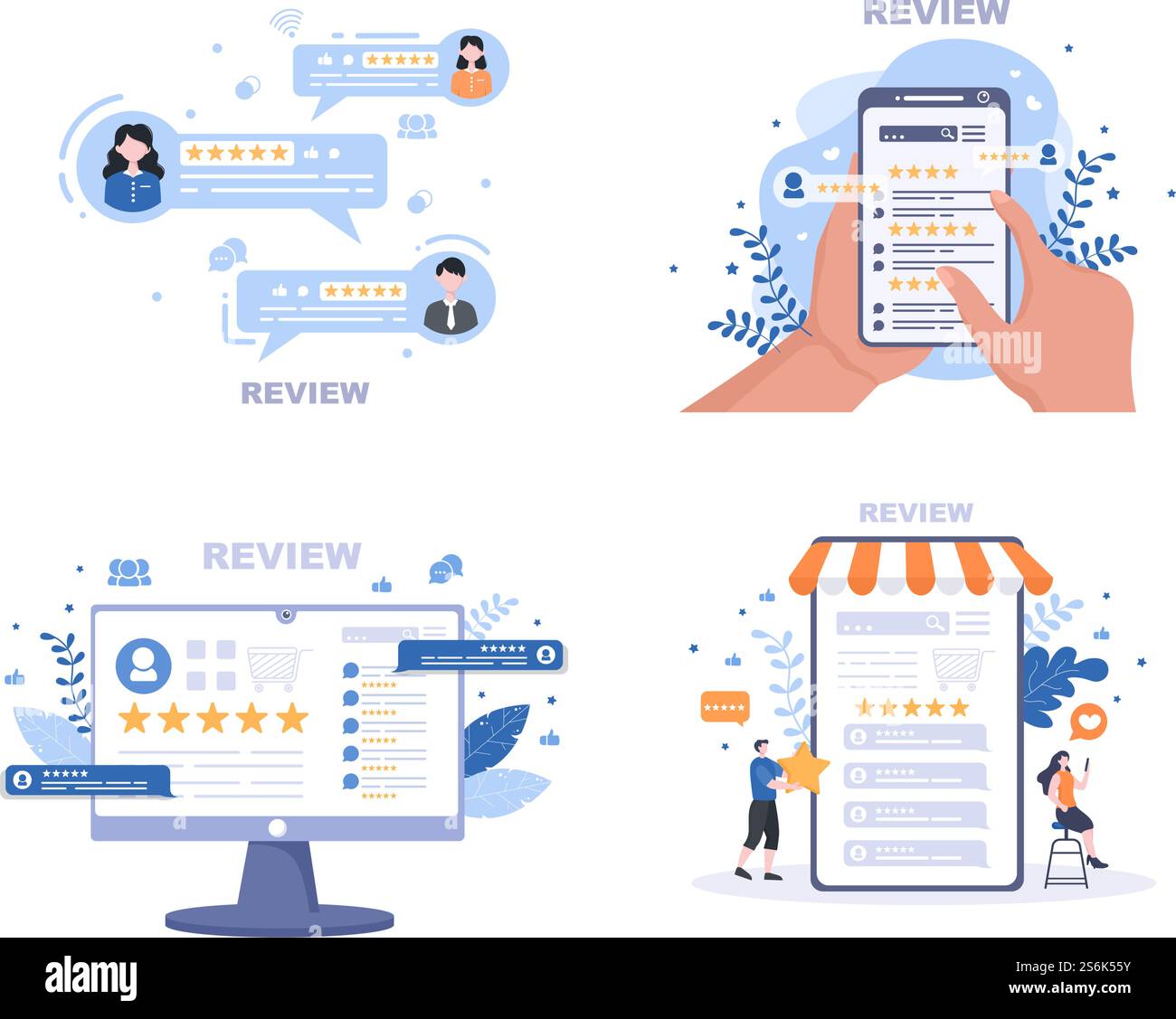 Review Vector Illustration Customer Giving Star with Good or Bad Rate ...