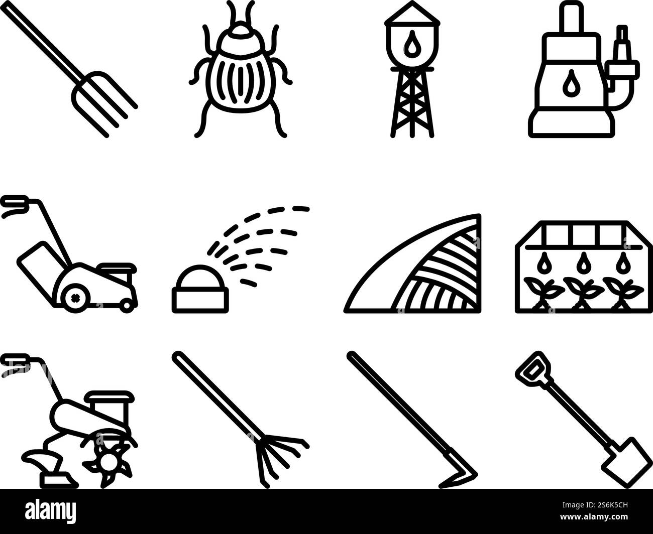 Garden Icon Set. Bold outline design with editable stroke width. Vector ...