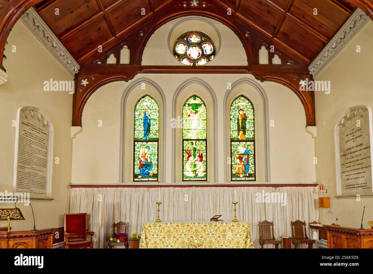 Gordon Chapel Fochabers Scotland interior altar area and Burne-Jones ...