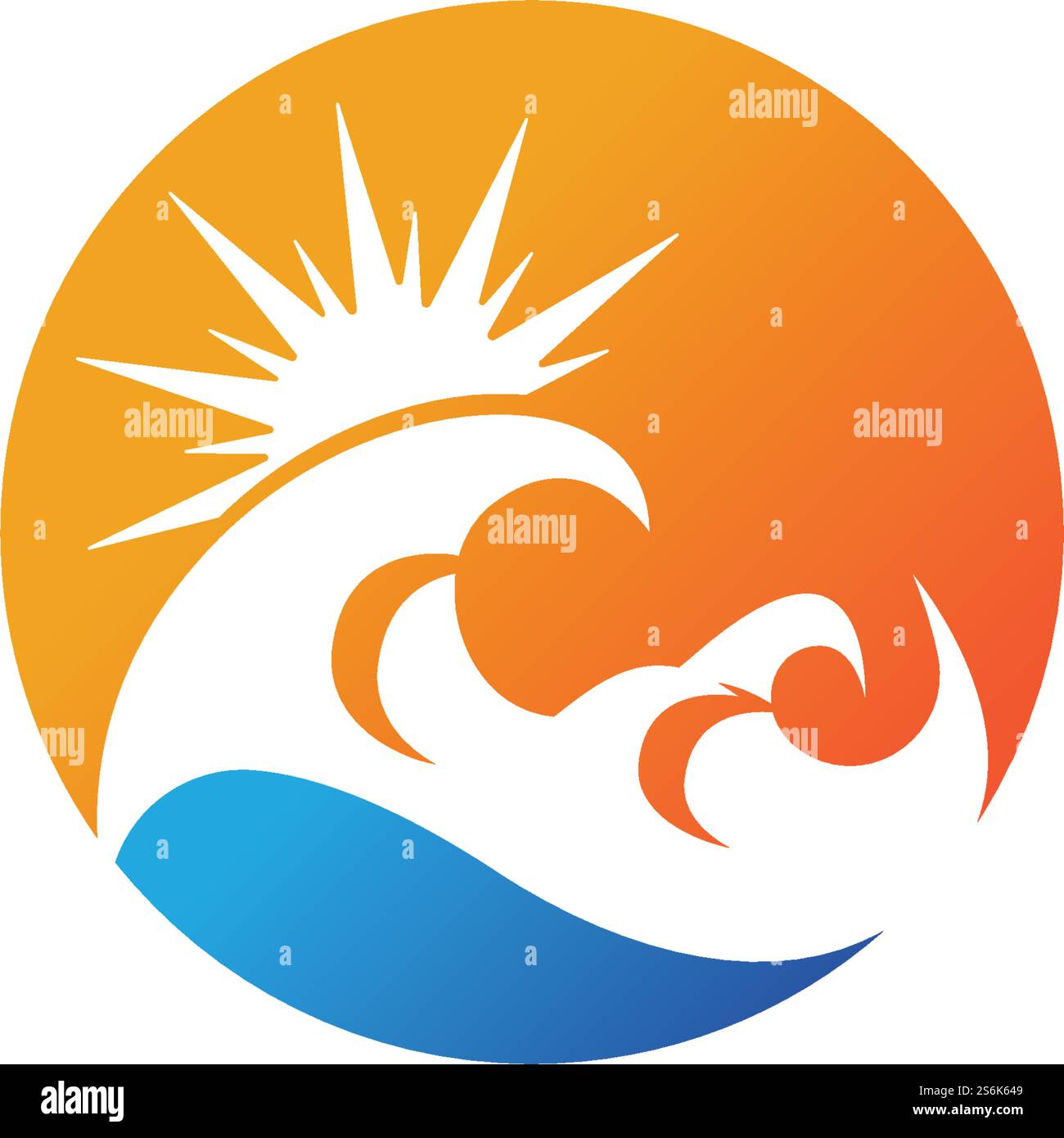 Vector Logo with yellow sun and blue sea waves Stock Vector Image & Art ...