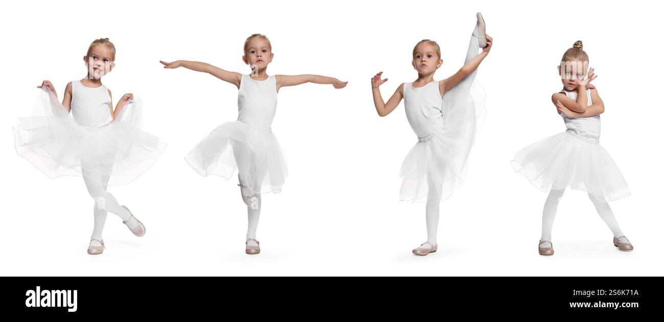 Small ballerina on white background, collage of photos Stock Photo - Alamy