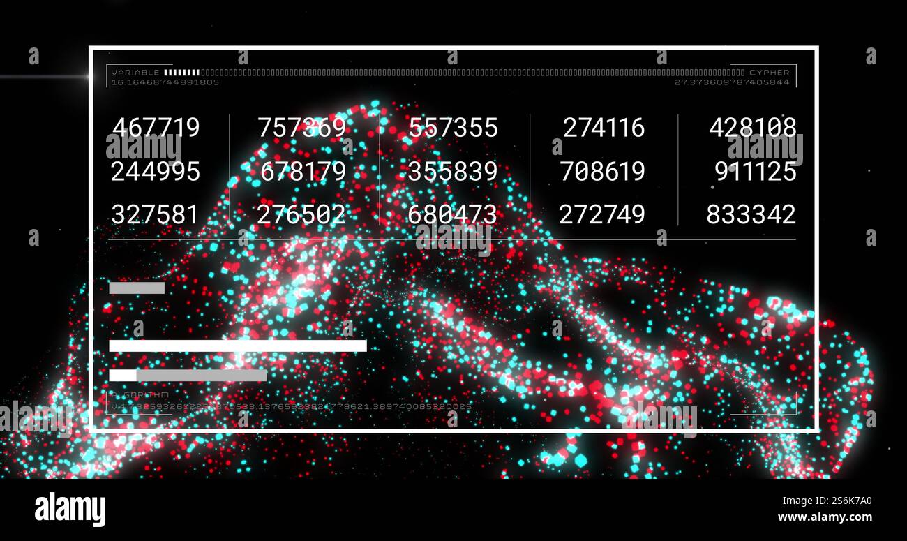 Image Of Digital Data Processing Binary Coding Over Floating Mesh On