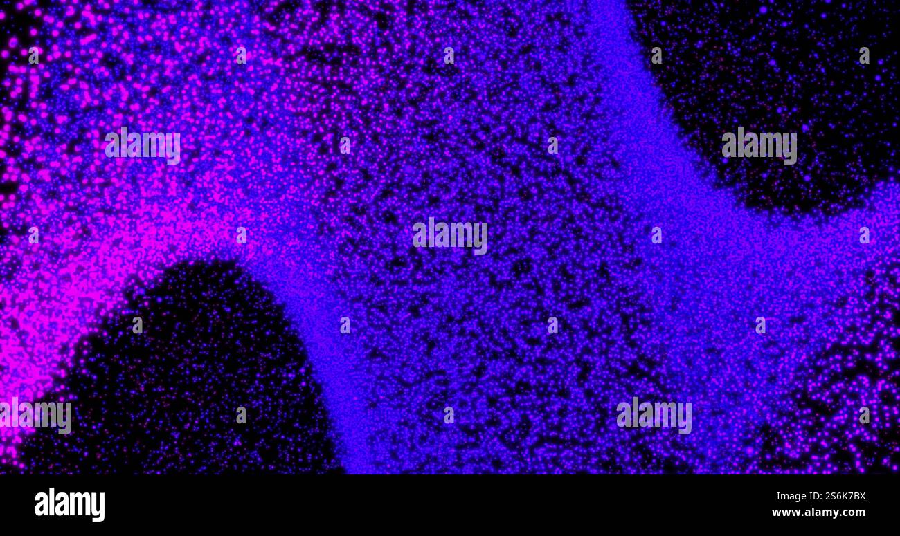 Image of mesh of glowing purple light spots moving over black ...