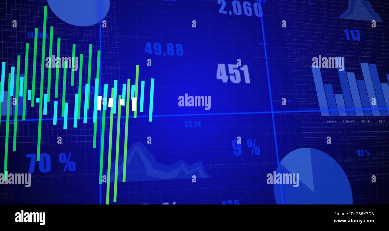 Image of digital data processing over grid Stock Photo - Alamy