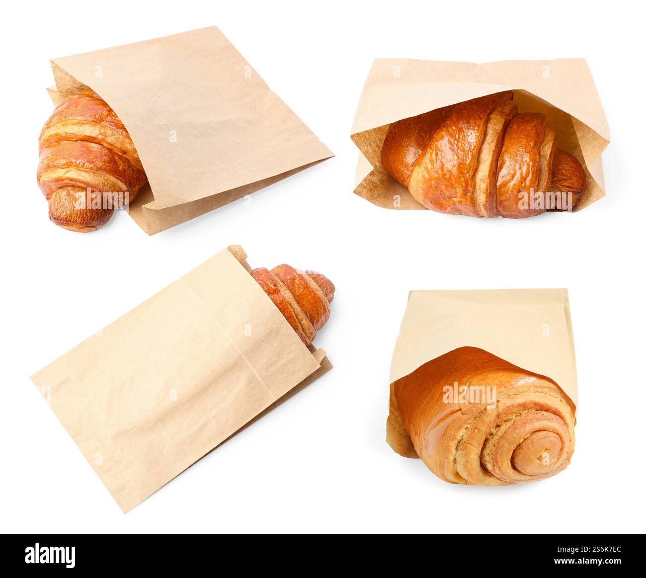 Paper bags with pastries isolated on white, set Stock Photo - Alamy