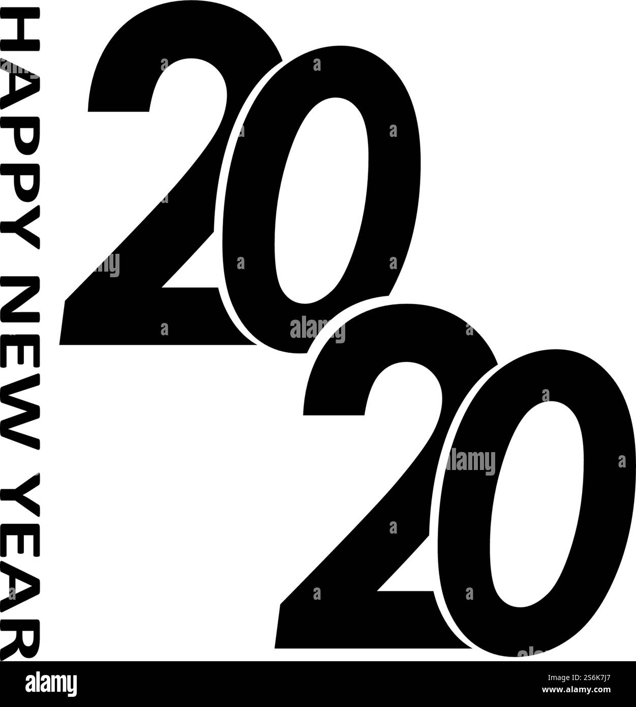 Happy New Year 2020 Text Design Pattern, Vector illustration Stock ...