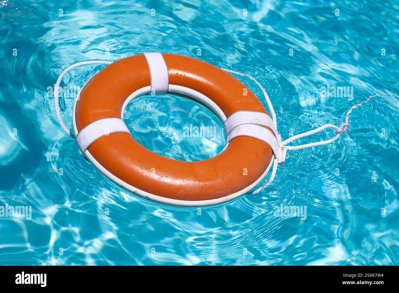 Drowning concept. Rescue swimming ring in water. No swimming. Safety ...