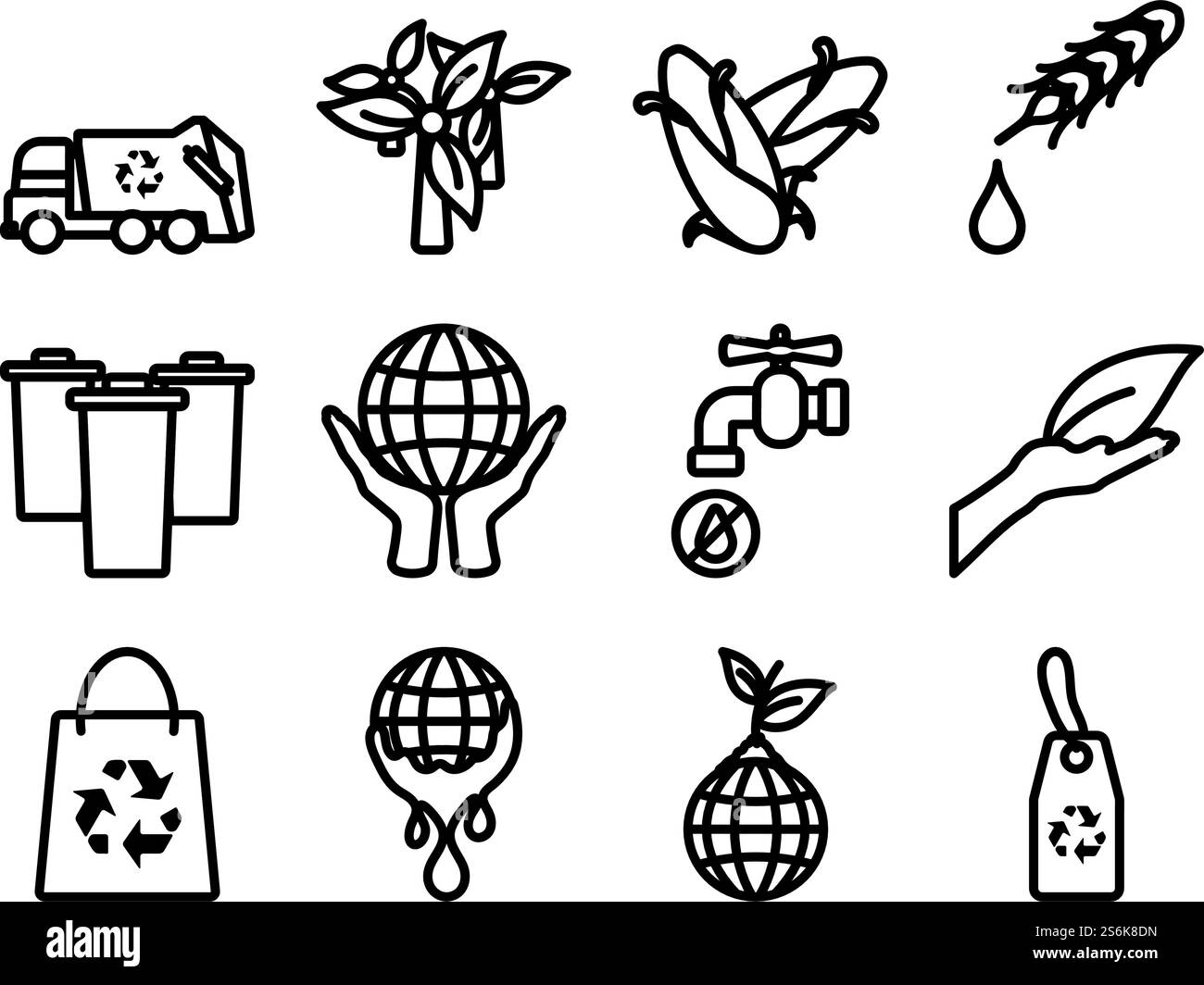 Ecology Icon Set. Editable Bold Outline Design. Vector Illustration ...