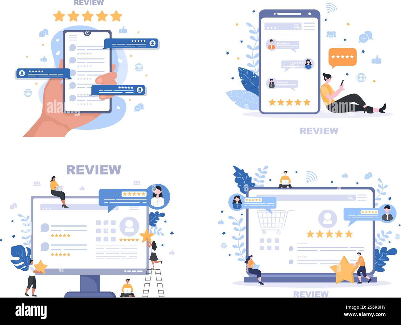 Review Vector Illustration Customer Giving Star with Good or Bad Rate ...