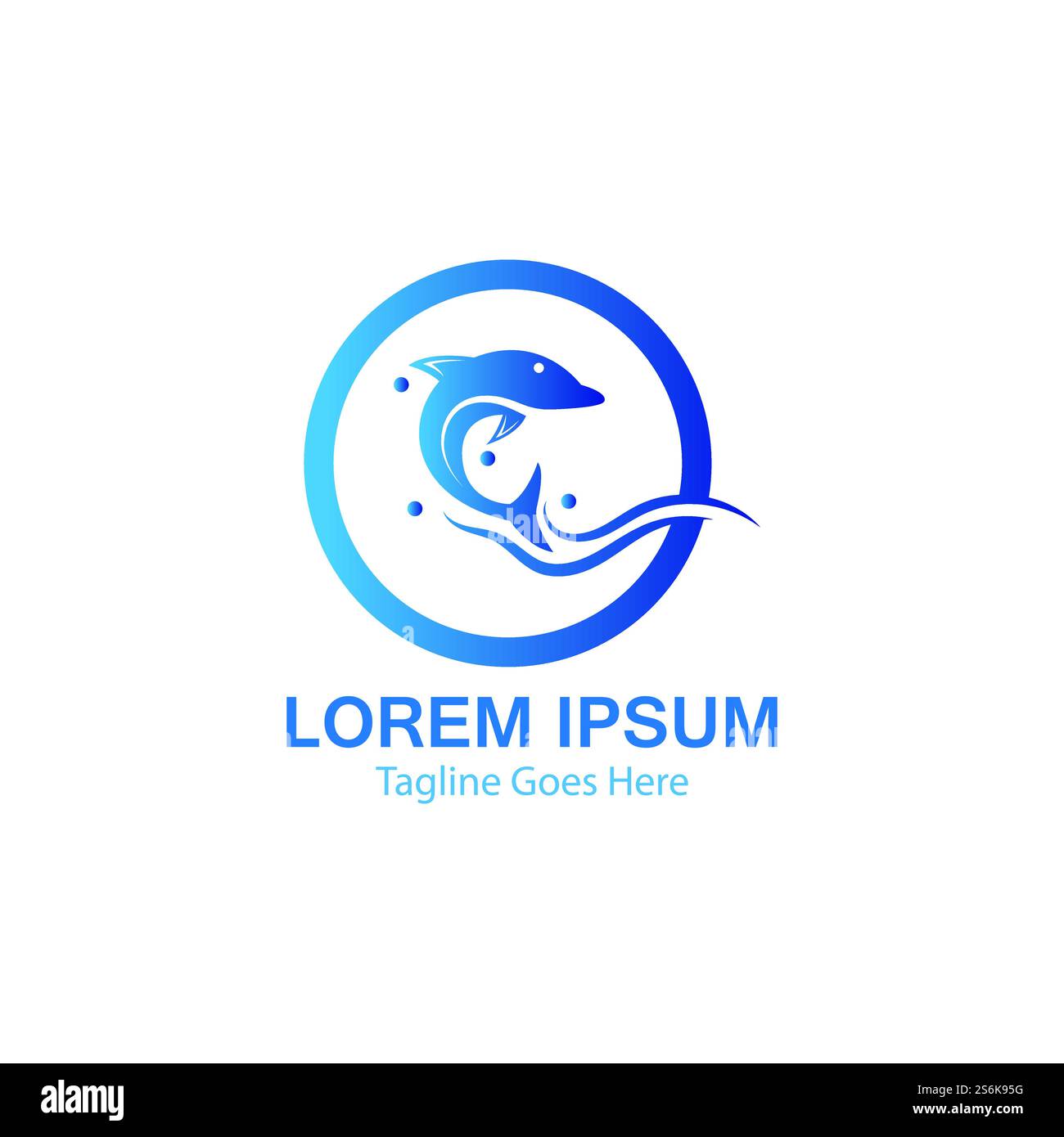 Dolphin smart fish jump logo in the sea template design Stock Vector ...