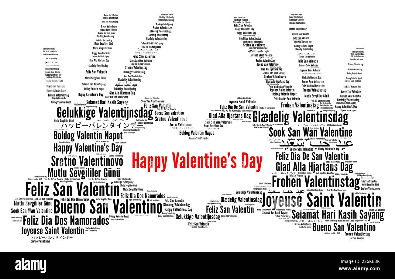 Happy Valentine's day in different languages word cloud Stock Photo - Alamy