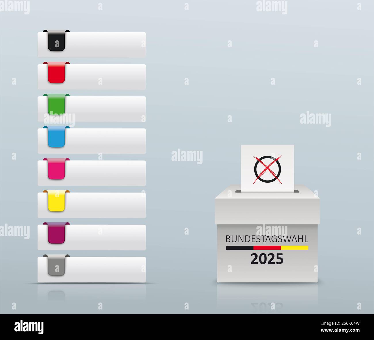 8 Colored Tabs Question Mark Bundestagswahl 2025 Vote German Text ...