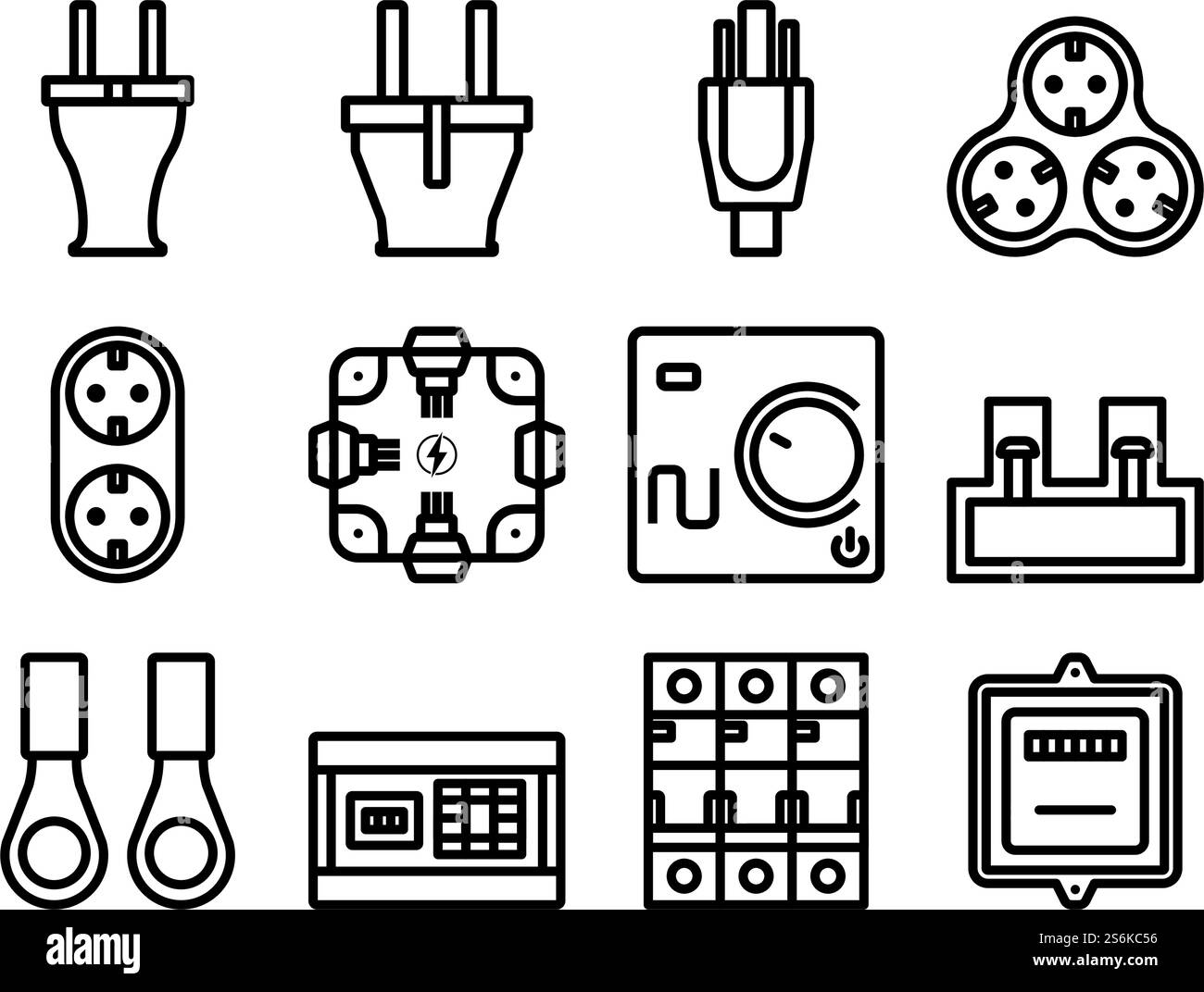 Electrics Icon Set. Editable Bold Outline Design. Vector Illustration ...