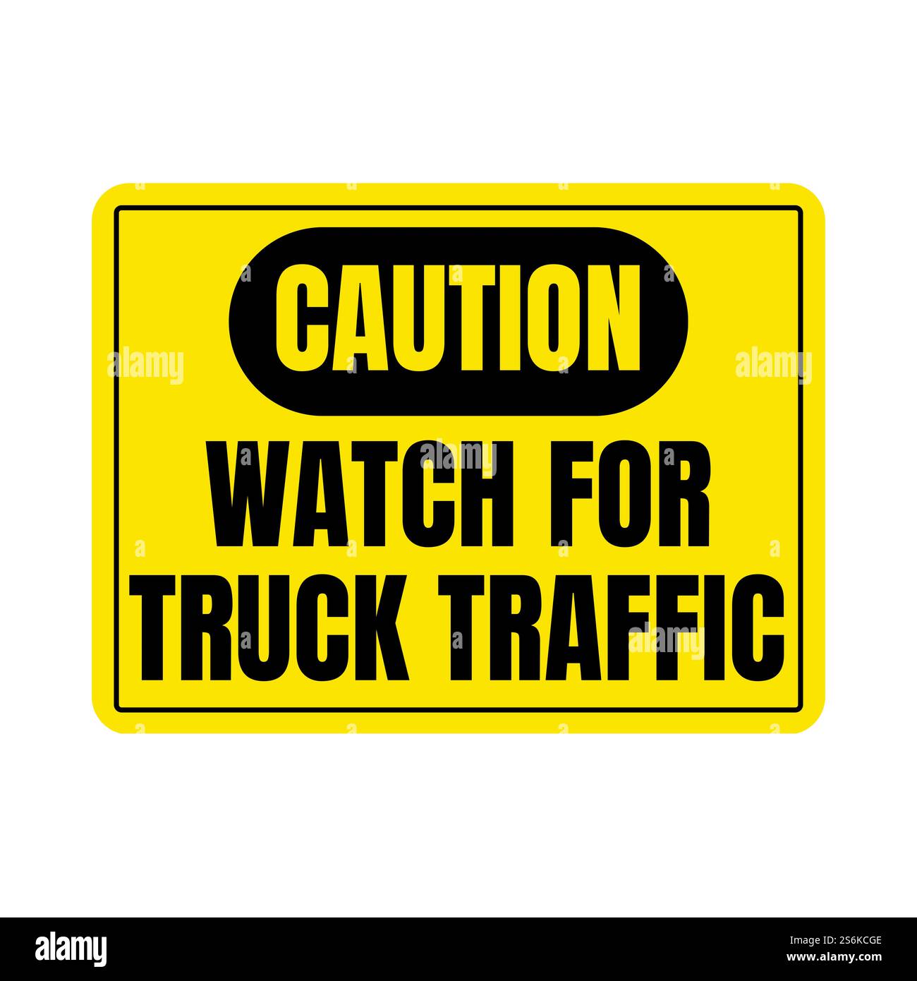 Caution watch for truck traffic sign Stock Photo - Alamy