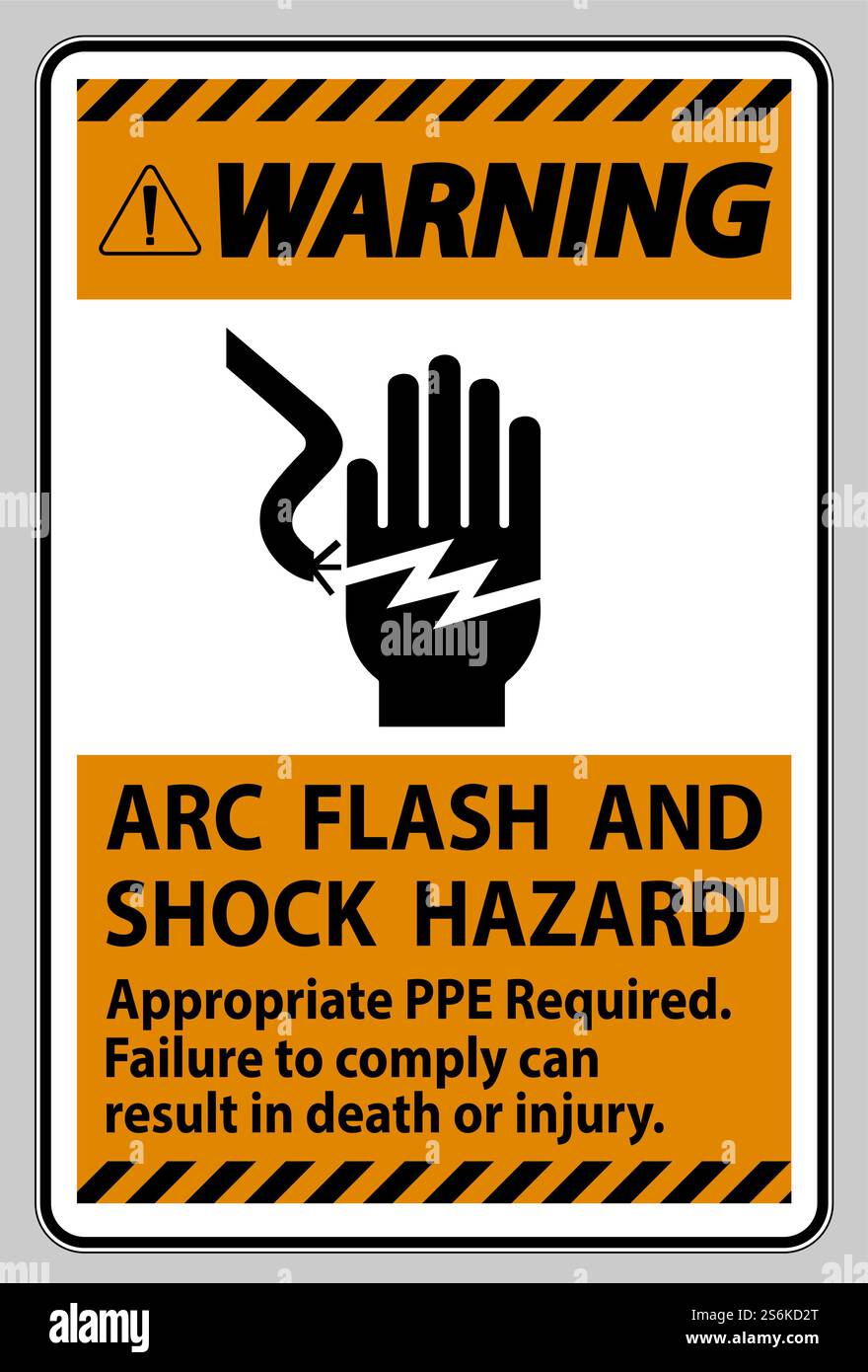 Warning Sign Arc Flash And Shock Hazard Appropriate PPE Required Stock ...