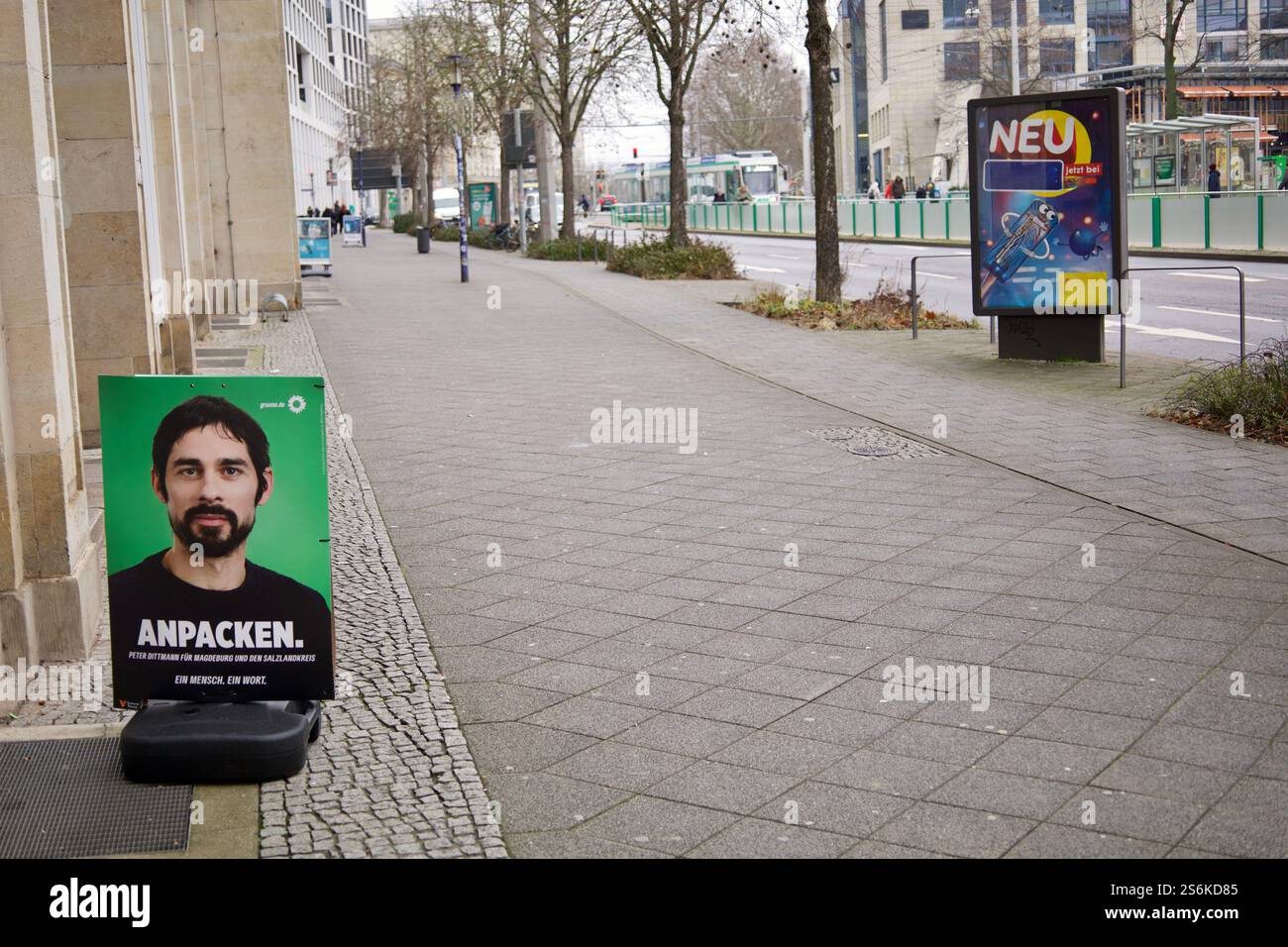 Magdeburg, Eastern Germany. January 16, 2025. Green Party ads Stock ...
