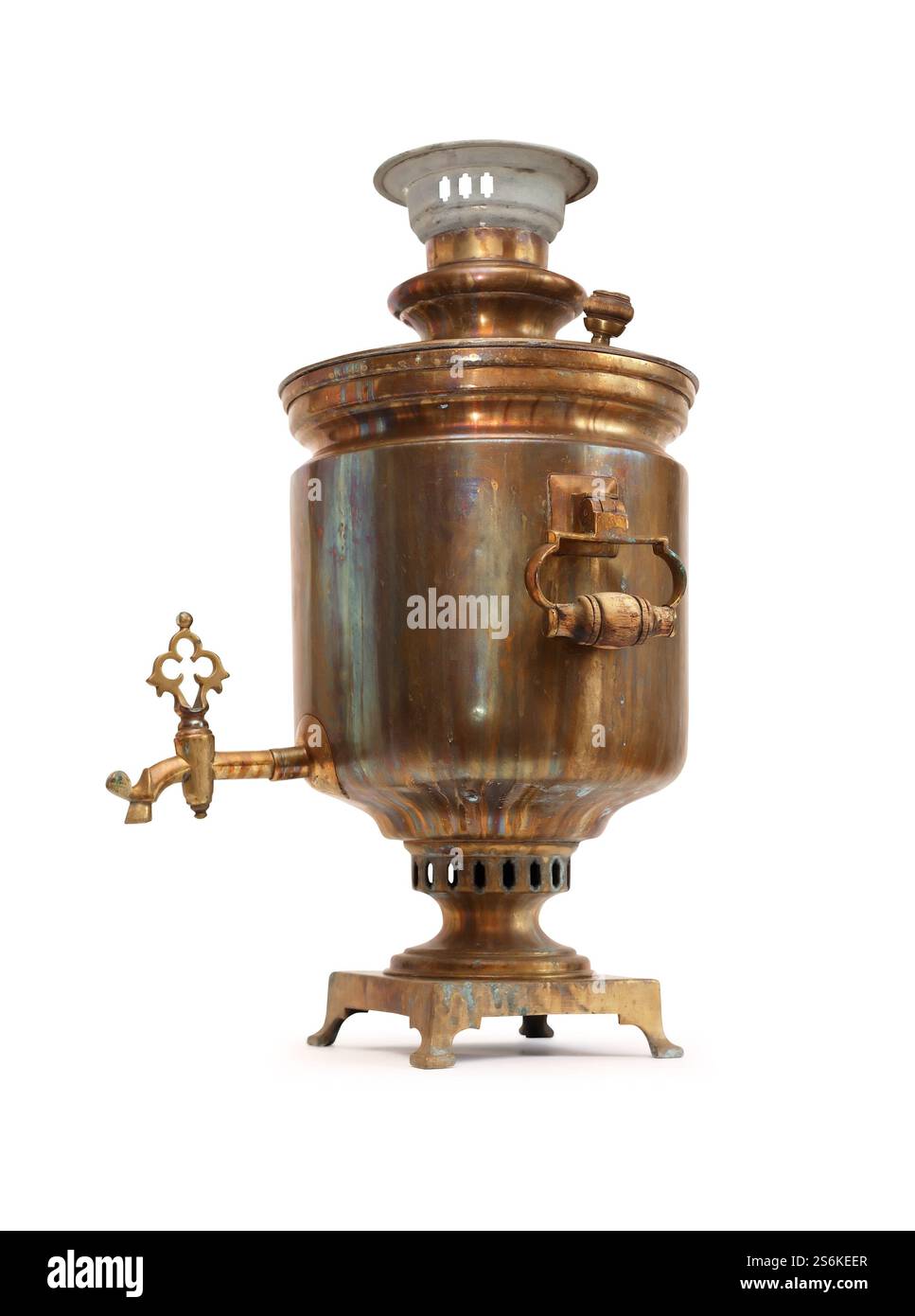 Old russian teapot named Samovar isolated on white background Stock ...