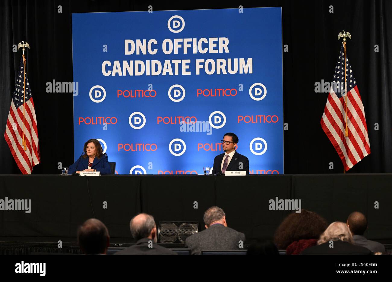 DNC treasurer candidates Virginia McGregor and Matt Hughes during the ...