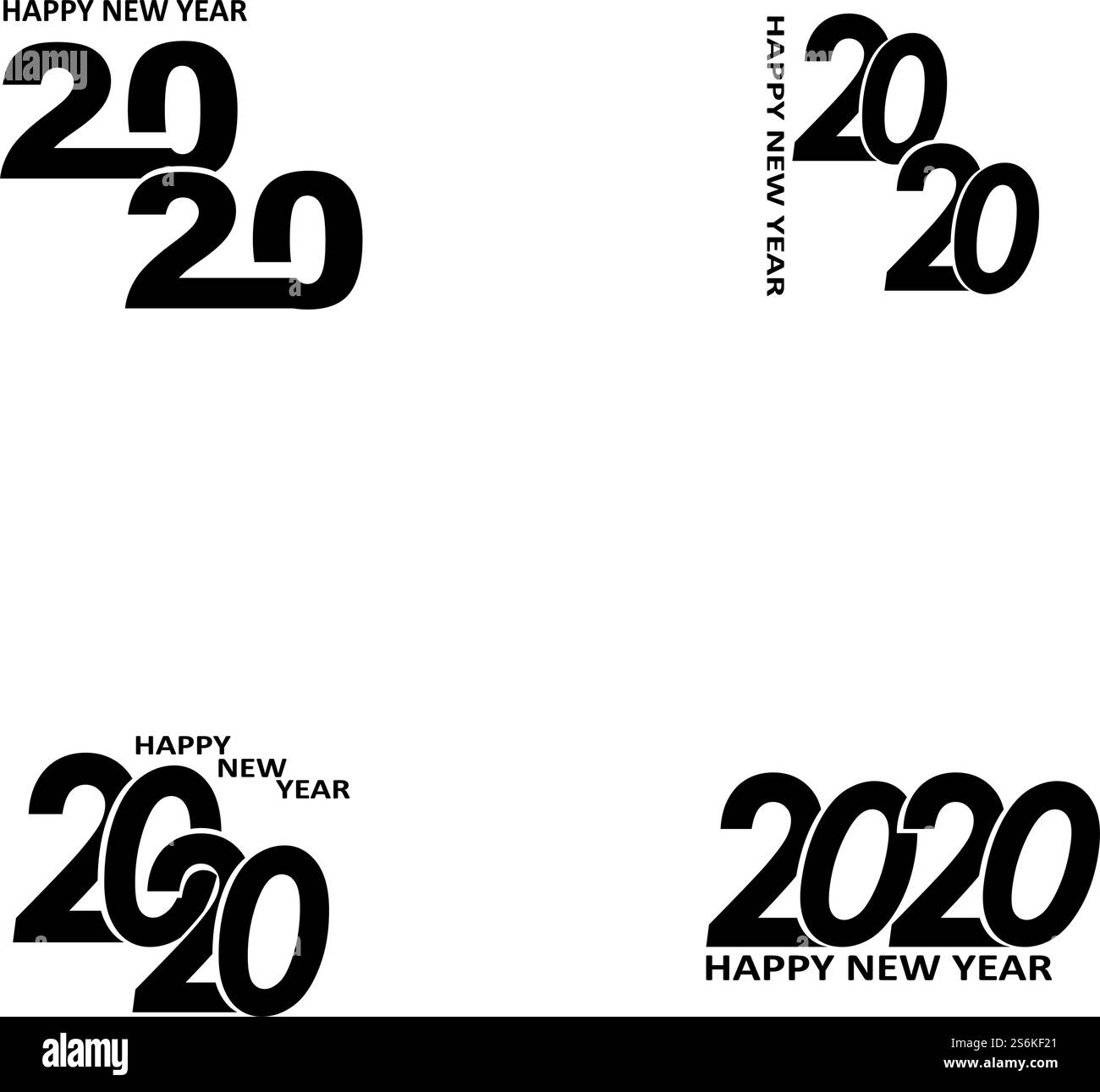 Happy New Year 2020 Text Design Pattern, Vector illustration Stock ...