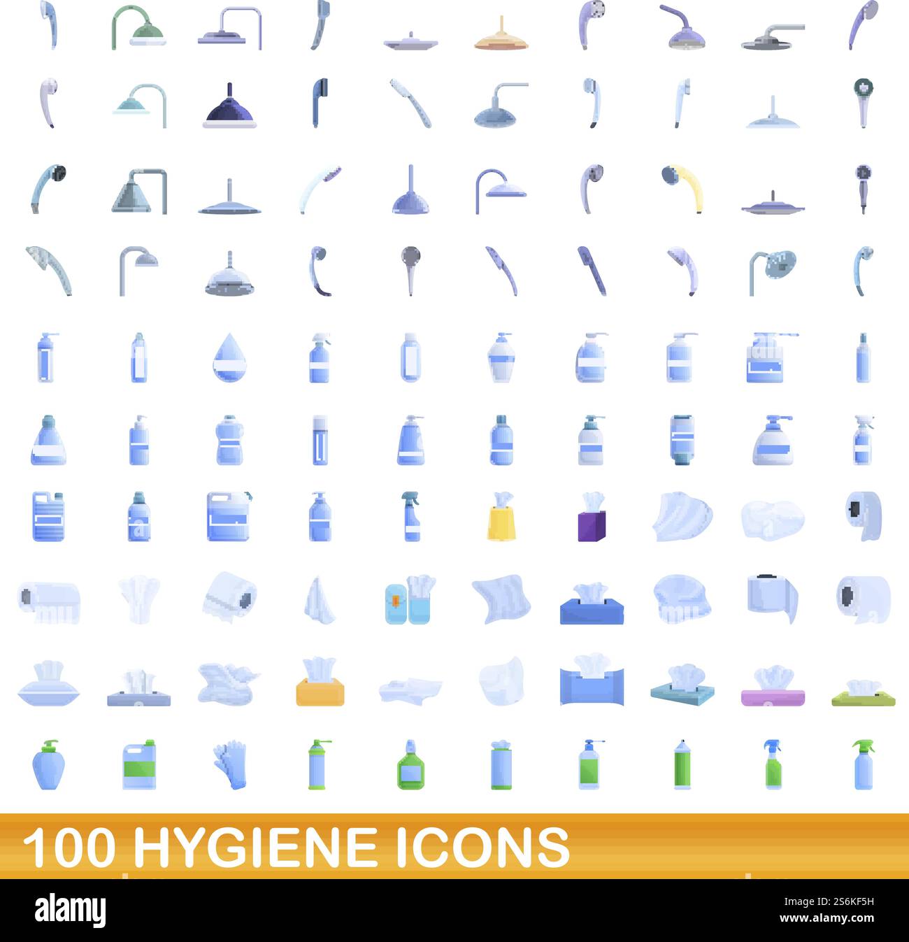 100 hygiene icons set. Cartoon illustration of 100 hygiene icons vector ...