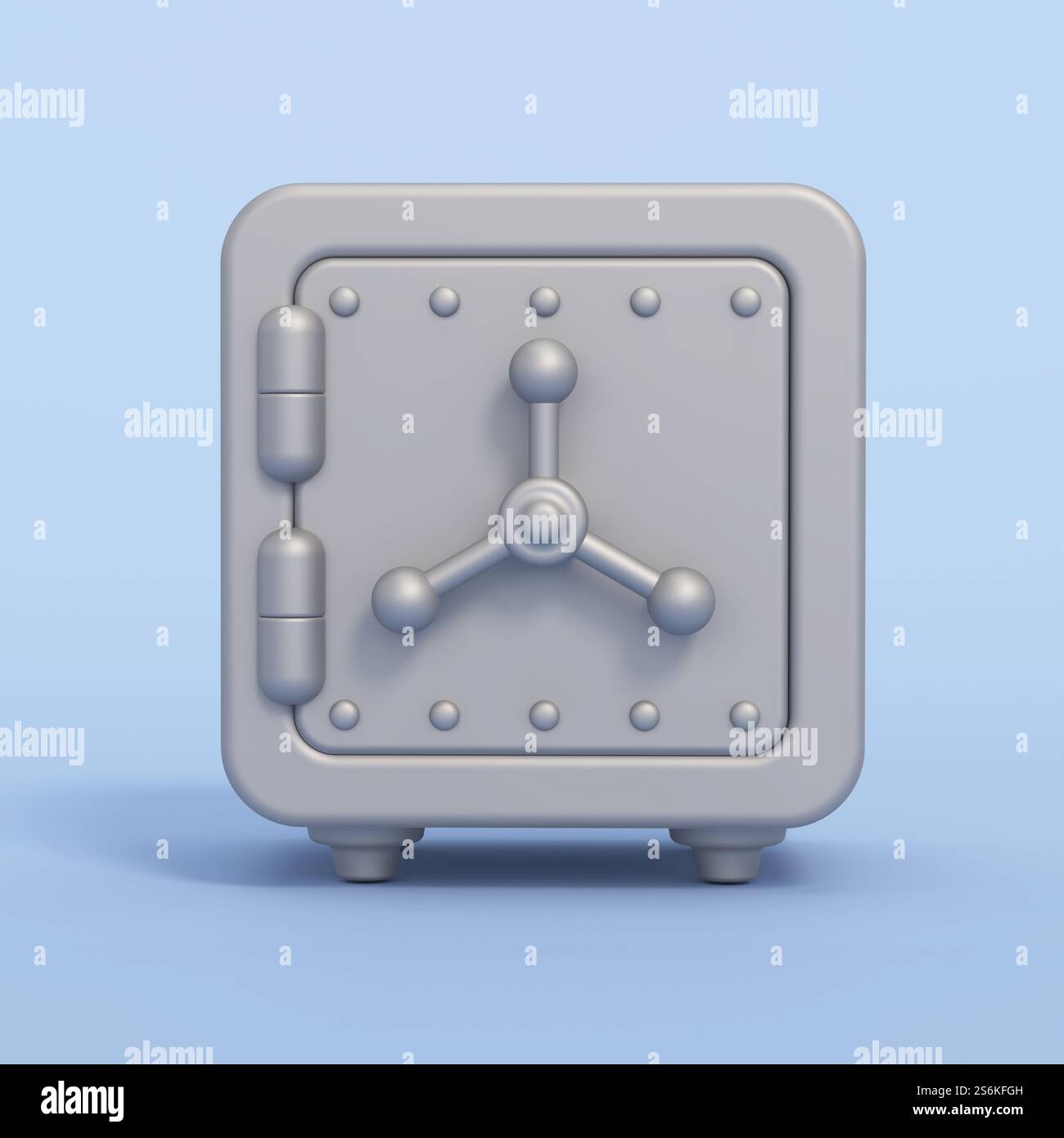 Cartoon steel safe icon isolated on blue background. 3D illustration ...