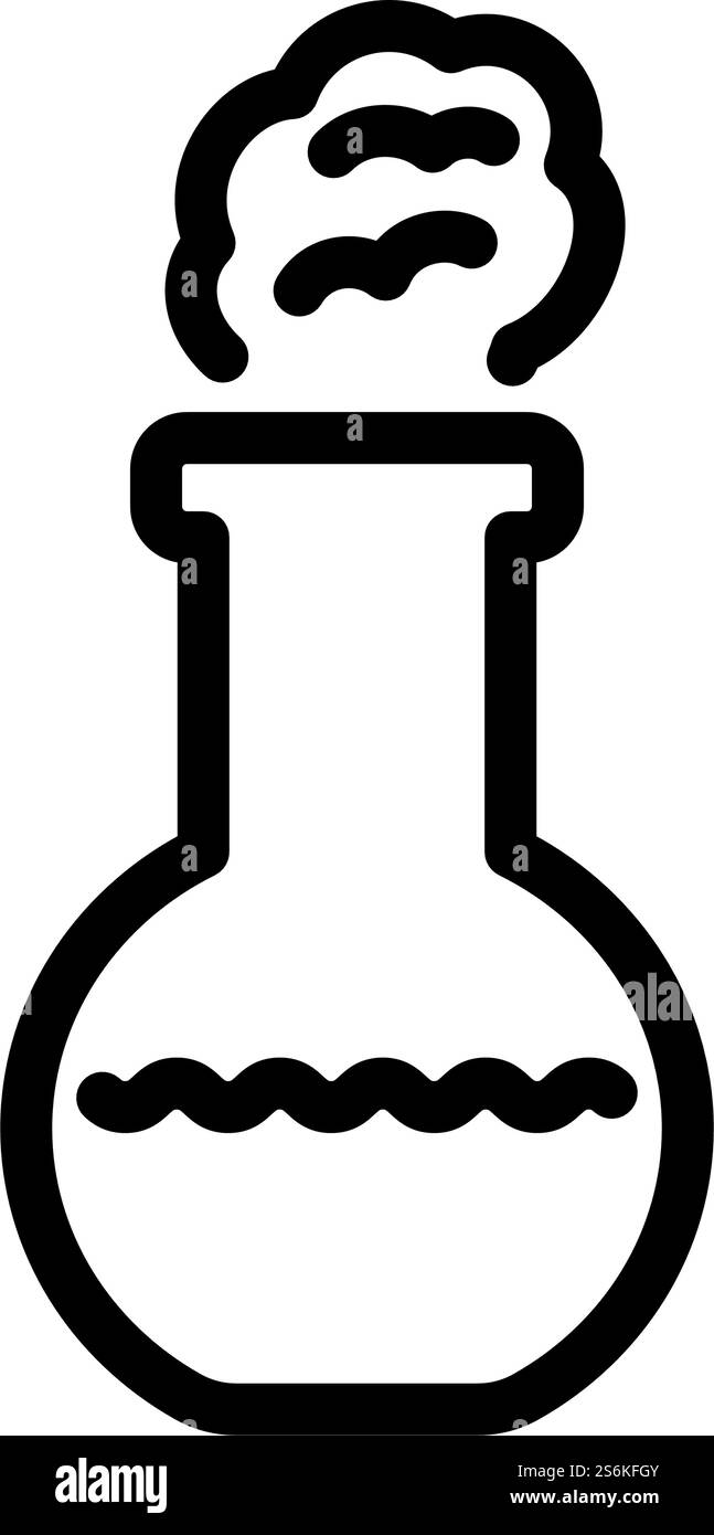 Icon Of Chemistry Bulb With Reaction Inside. Bold outline design with ...