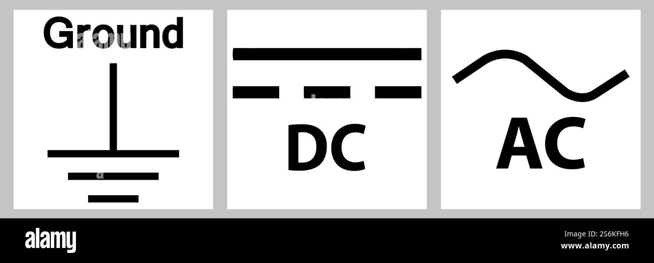 Protective Earth Ground,DC,AC circuit power Symbol Sign Stock Vector Image & Art - Alamy