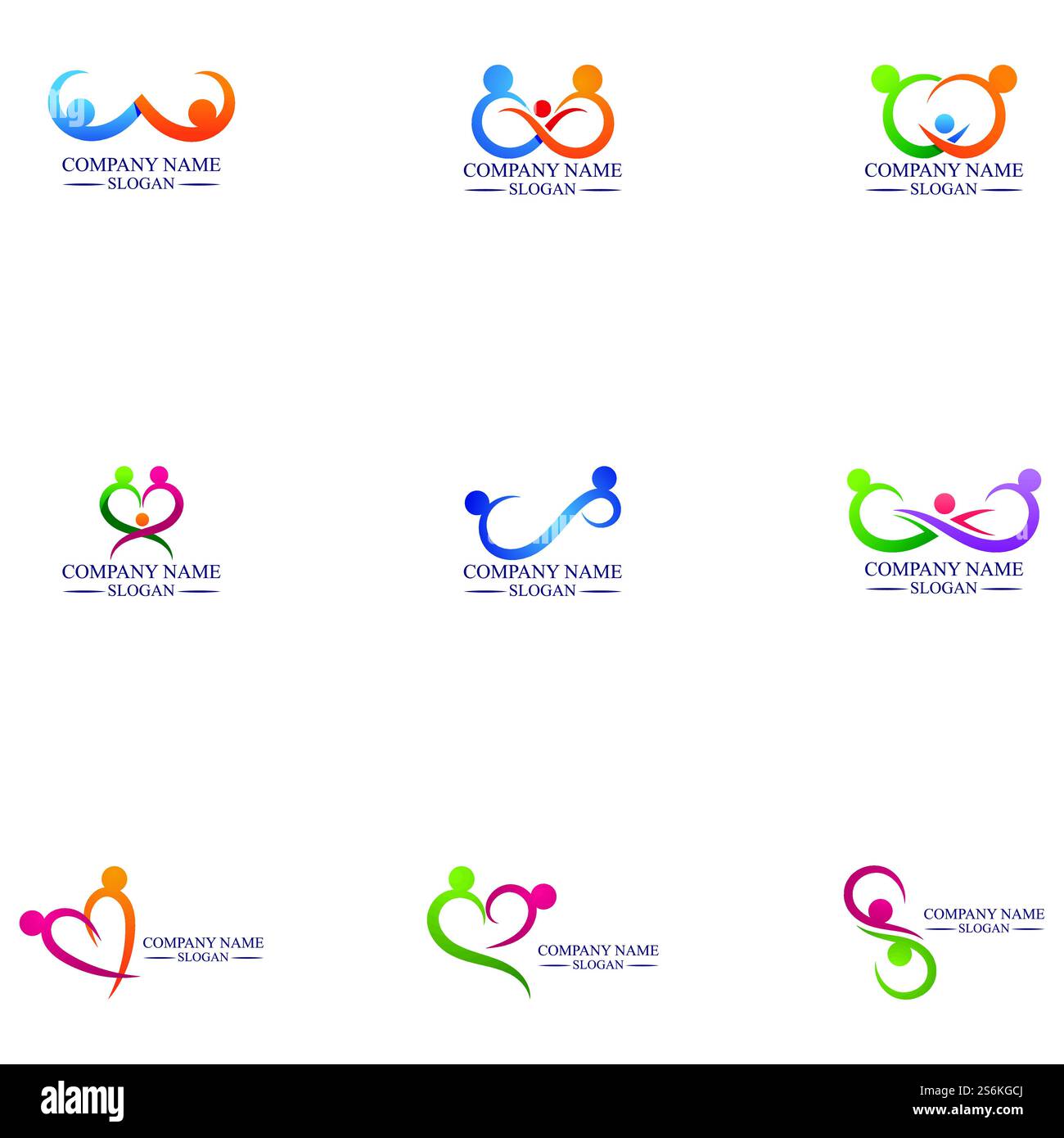 Set Of Family care infinity logo Familly illustration Logo template ...