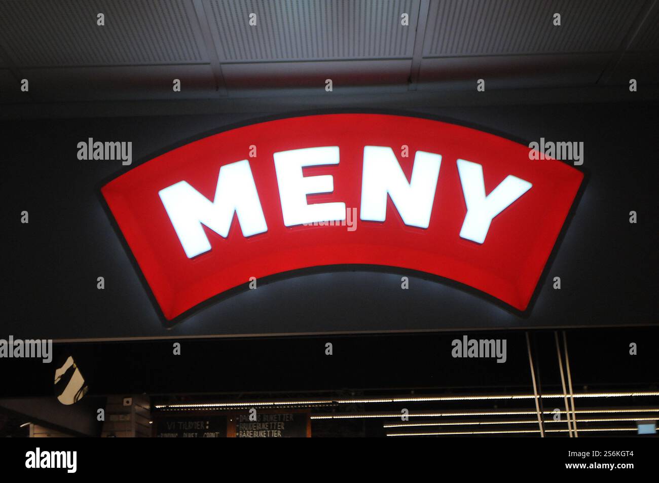 Copenhagen/ Denmark/17 JANUAAARY 2025/ Meny grocery store in danish ...