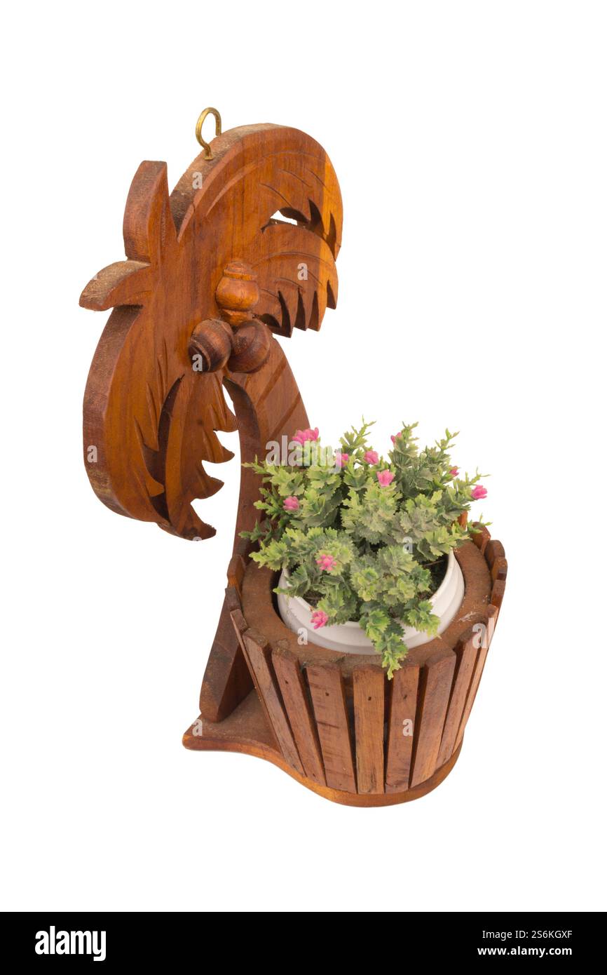 Flower pots on wooden Cut Out Stock Images & Pictures - Alamy