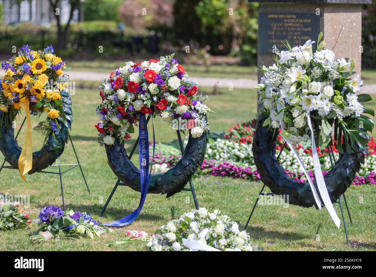 Dutch National Remembrance Day. Wreaths of the army, churches and ...