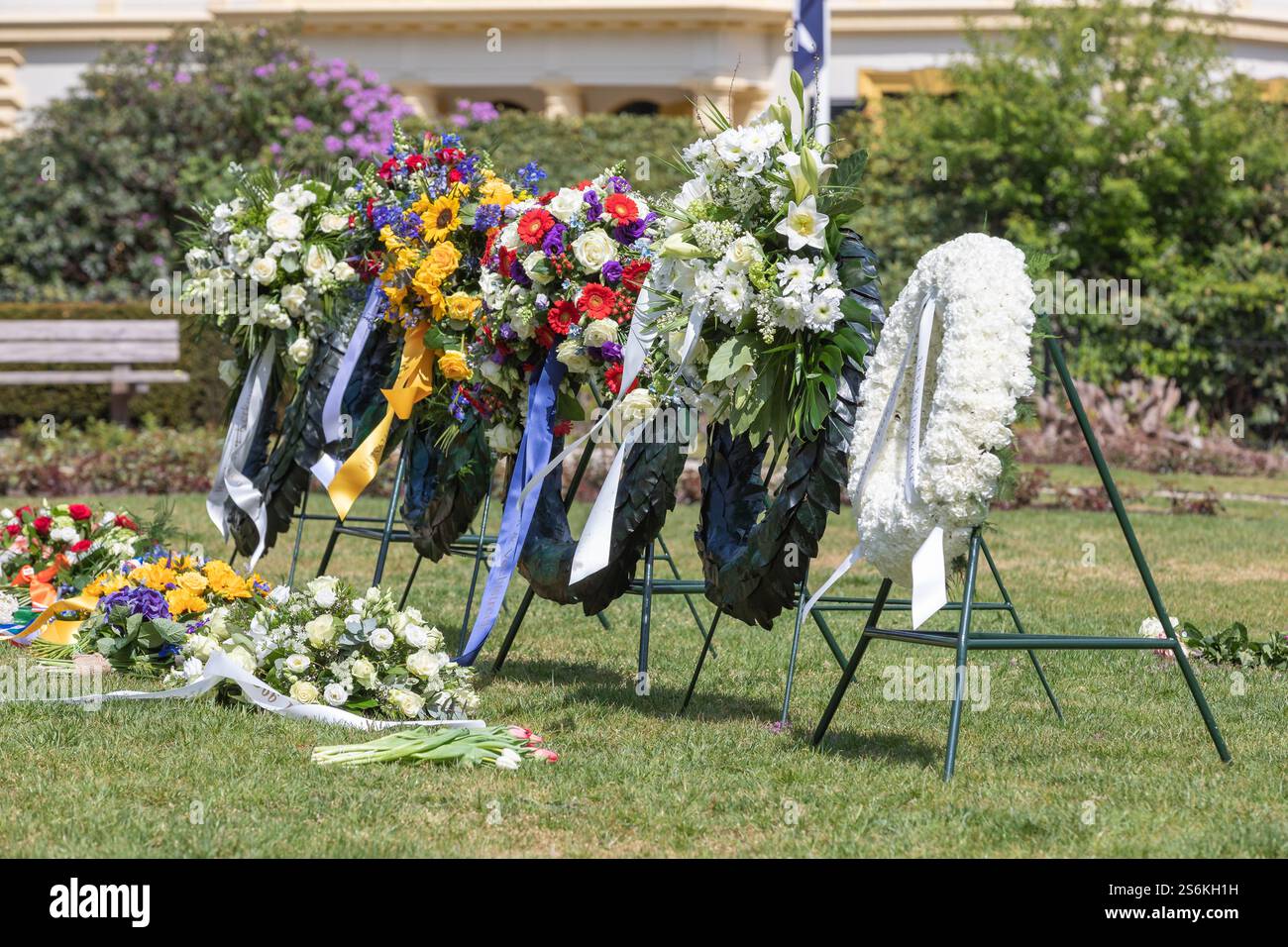 Dutch National Remembrance Day. Wreaths of the army, churches and ...