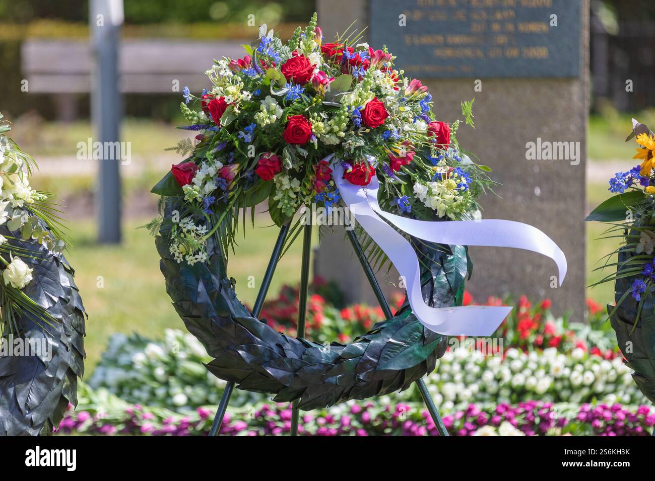 Dutch National Remembrance Day. Wreaths of the army, churches and ...
