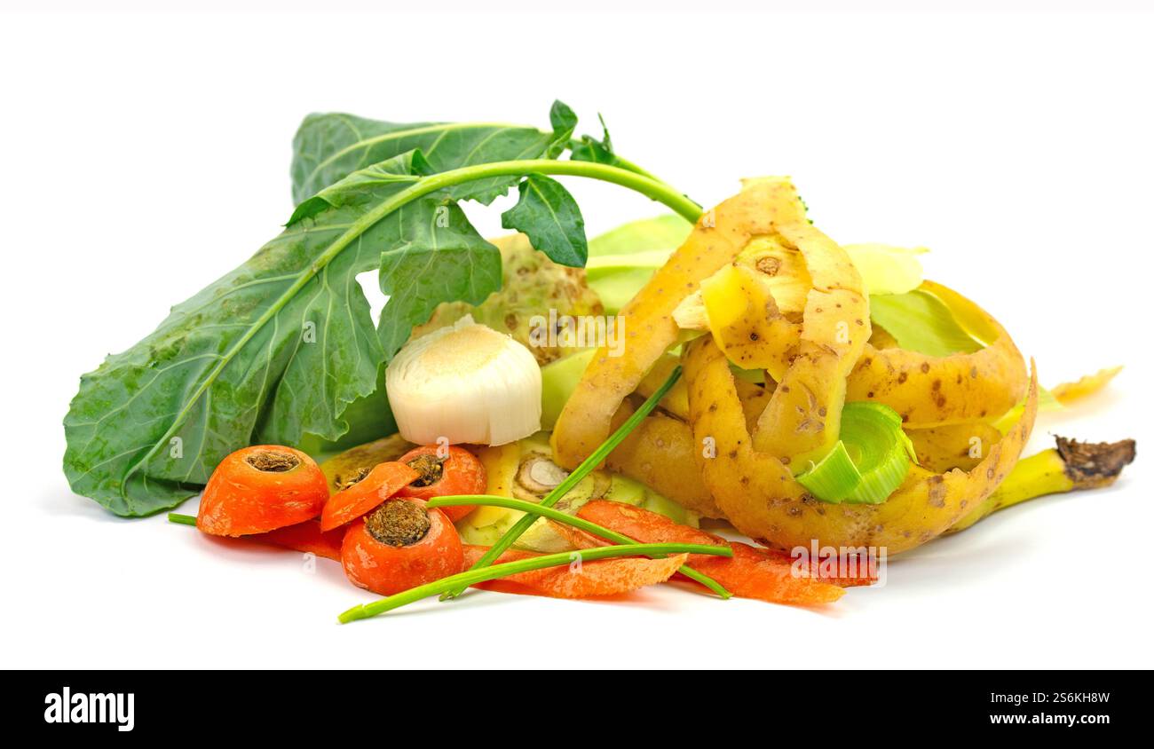 Organic waste against a white background Stock Photo - Alamy