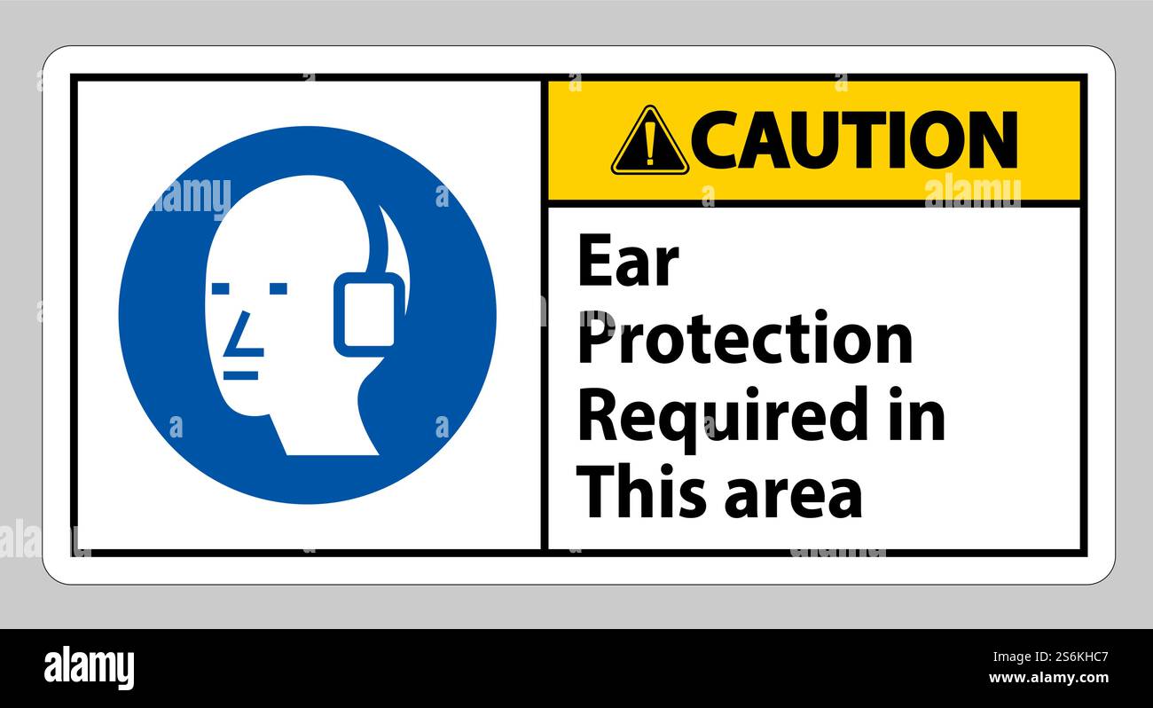 Caution Sign Ear Protection Required In This Area Symbol Stock Vector ...